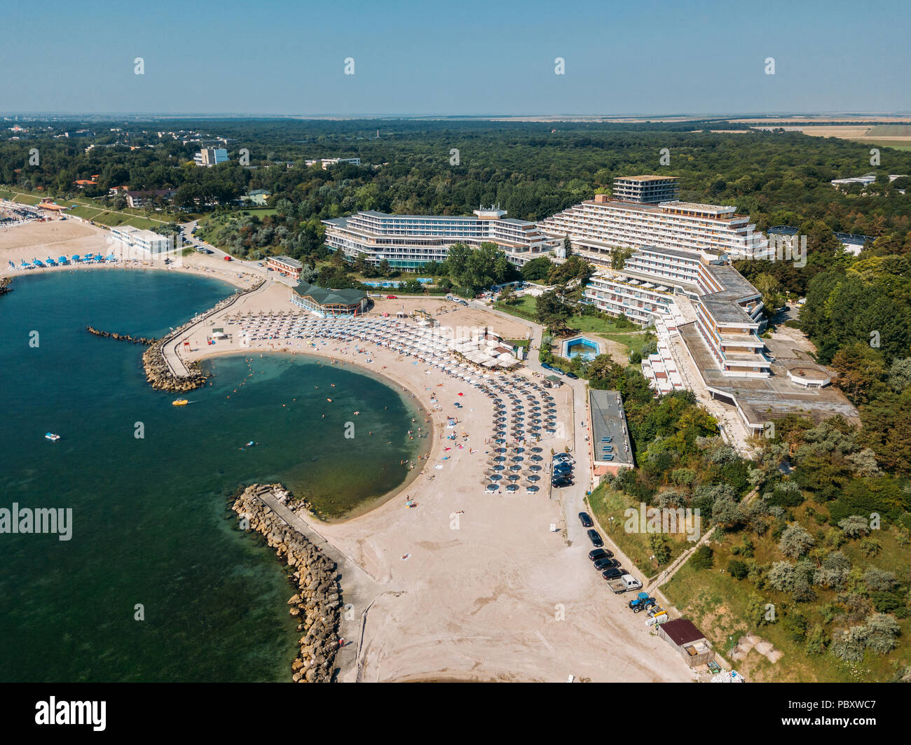 Aerial Drone View Of Neptun-Olimp Resort At The Black Sea In Romania ...