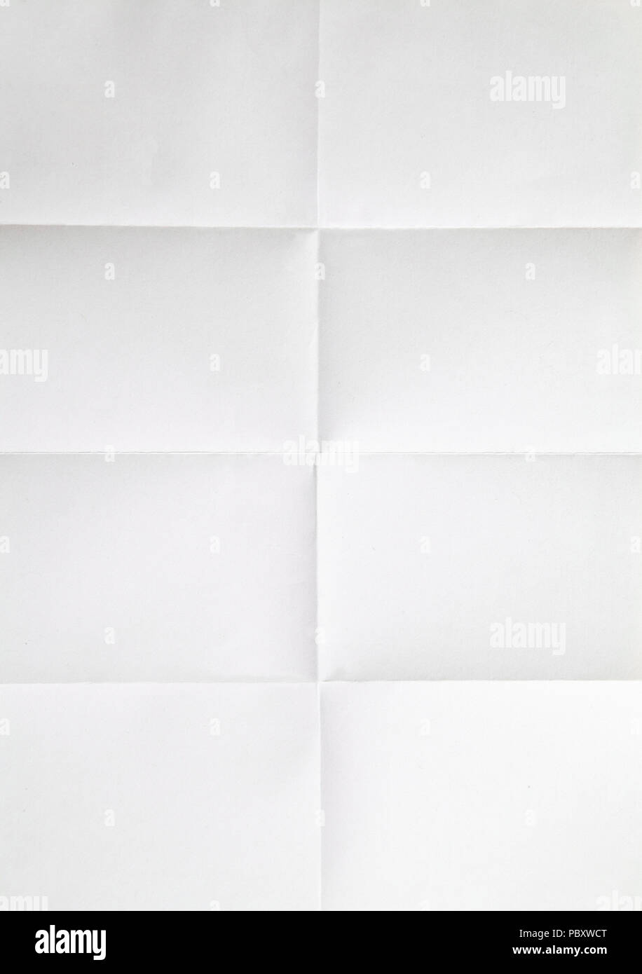 white sheet of paper folded in six With texture Stock Photo - Alamy