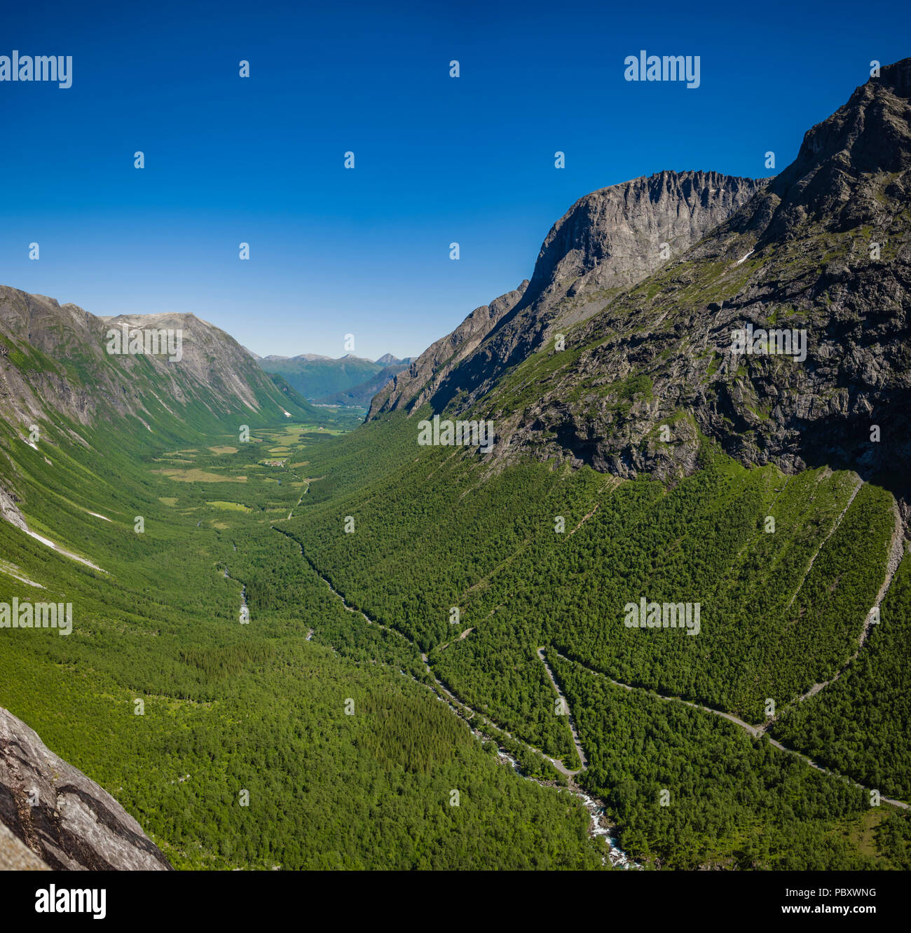 The hairpin bends of the Trollstigen pass, Norway Stock Photo - Alamy