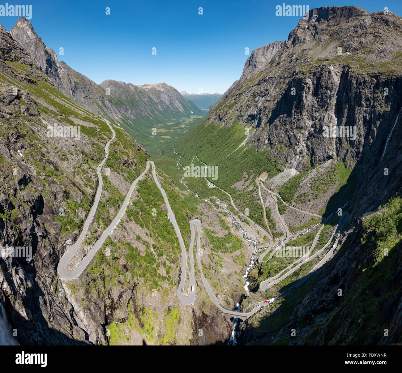 The hairpin bends of the Trollstigen pass, Norway Stock Photo - Alamy