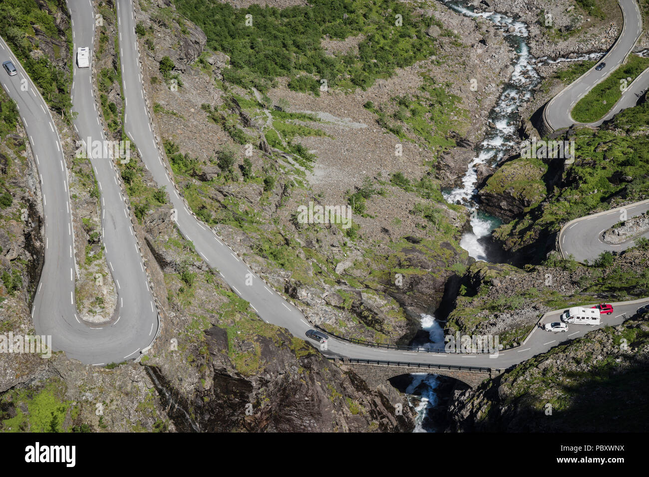 The hairpin bends of the Trollstigen pass, Norway Stock Photo - Alamy