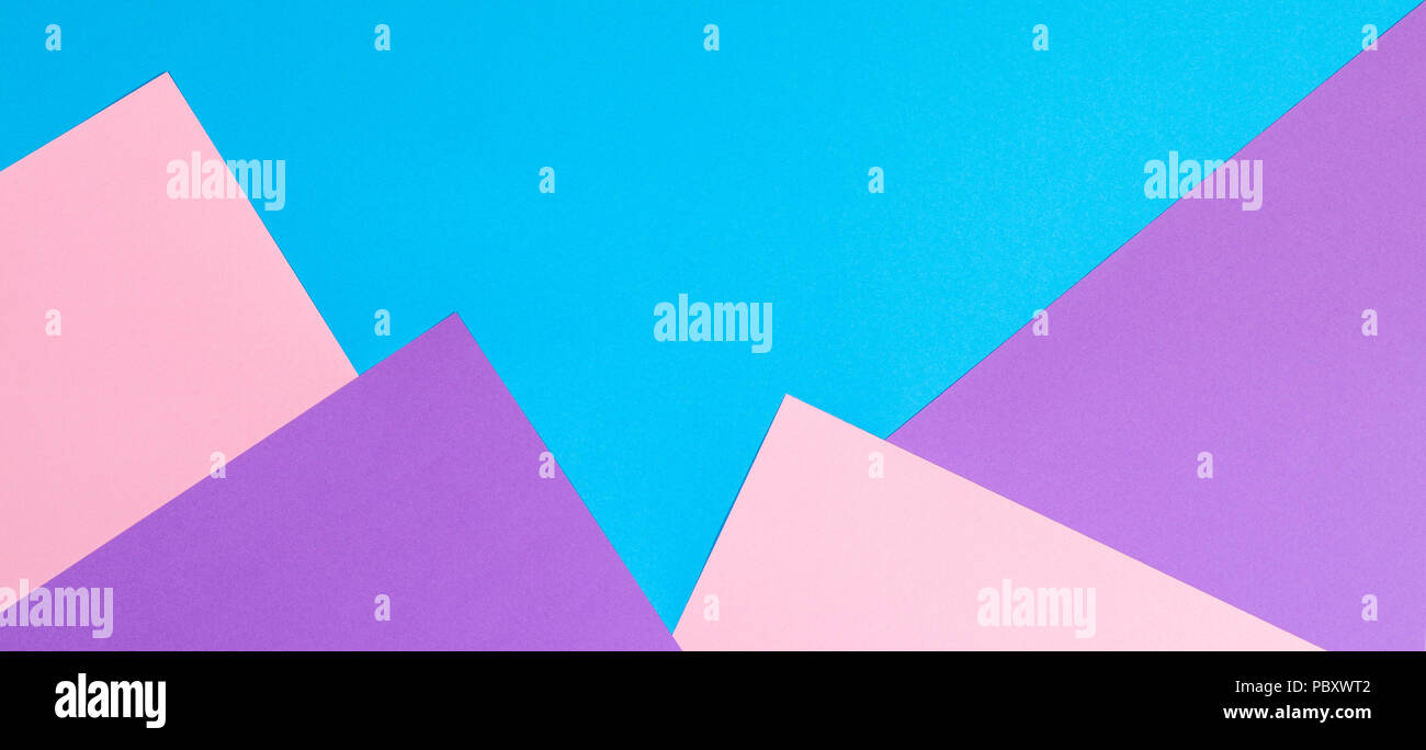 Color papers geometry flat composition background with pink violet and ...