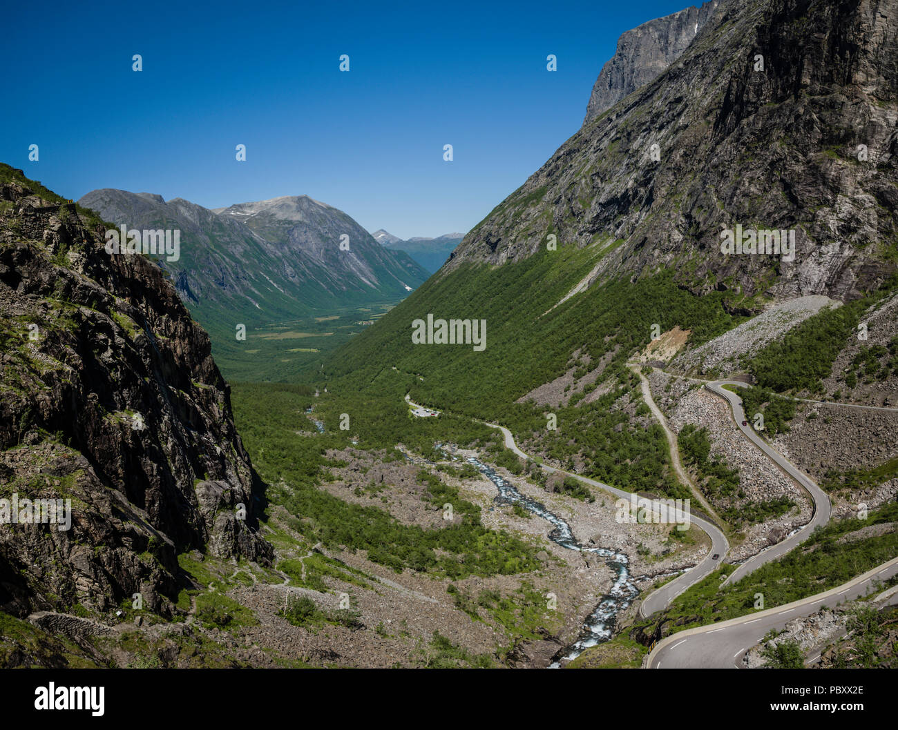 The hairpin bends of the Trollstigen pass, Norway Stock Photo - Alamy