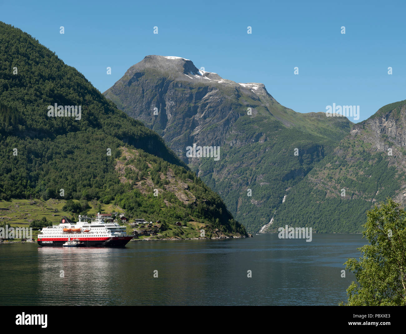 Hurtigruten, Nordlys on Geiranger fjord, Norway Stock Photo - Alamy