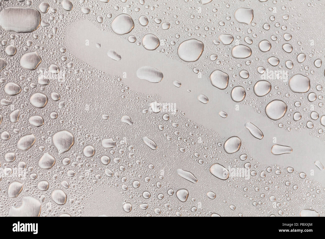 Metal surface covered in water drops bottom, closeup Stock Photo - Alamy