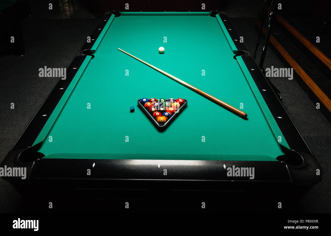 Table for billiards and ball top view Stock Photo - Alamy