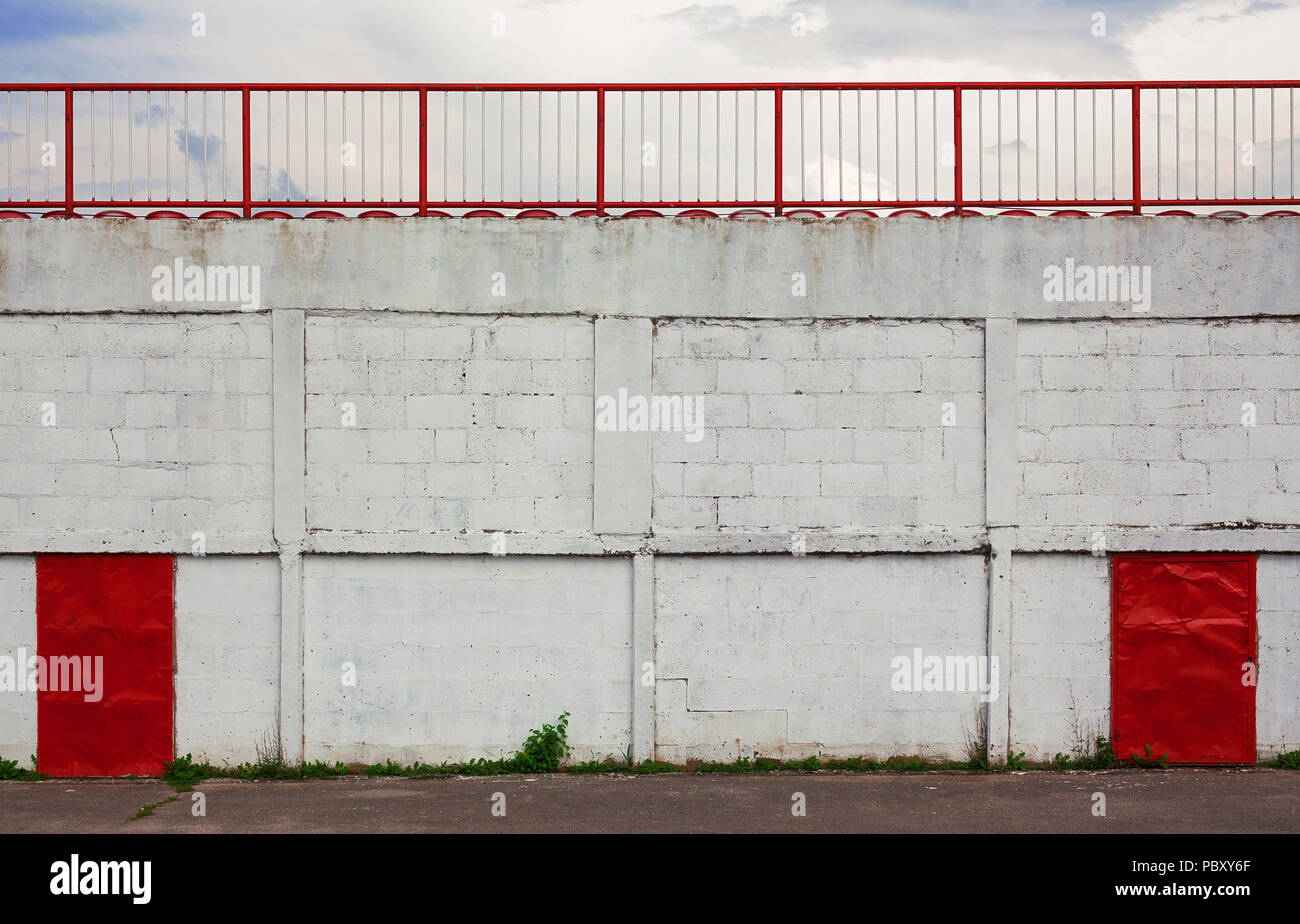 Abstract of a football stadium exterior walls during day Stock Photo ...