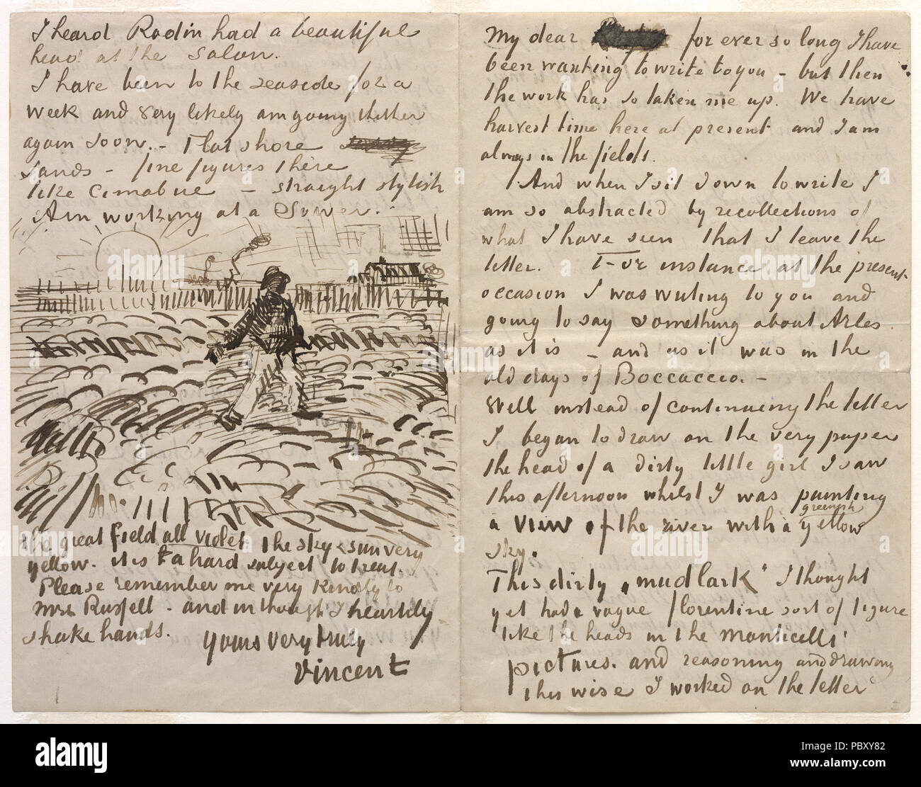 Vincent Van Gogh Letter to John Peter Russell - recto 90 GUGG Letter to ...
