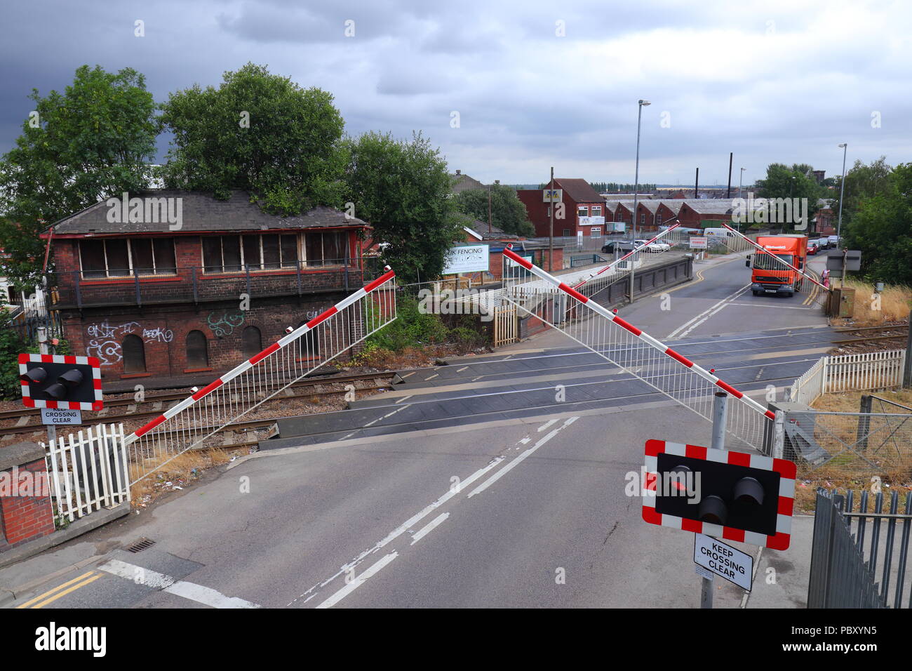 Partly Opened Level Crossing Barriers High Resolution Stock Photography ...