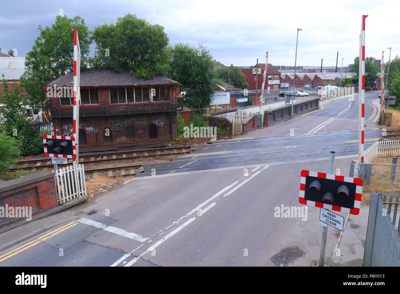 Looking down on a level crossing situated between High Street & Albion ...