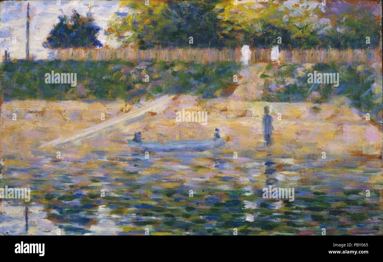Georges seurat boat by the riverbank hi-res stock photography and ...