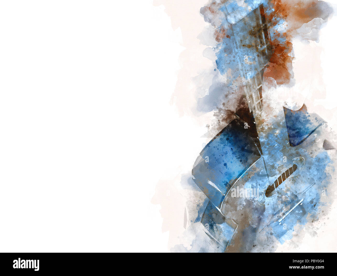 Abstract beautiful playing acoustic Guitar in the foreground on ...