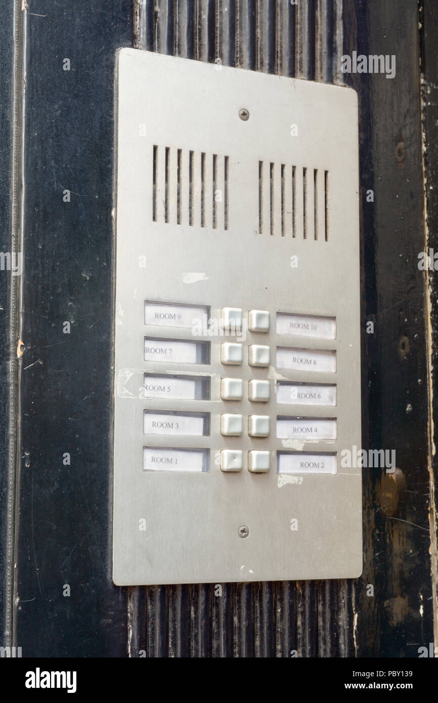 Doorbell intercom system with bells for 10 rooms Stock Photo - Alamy