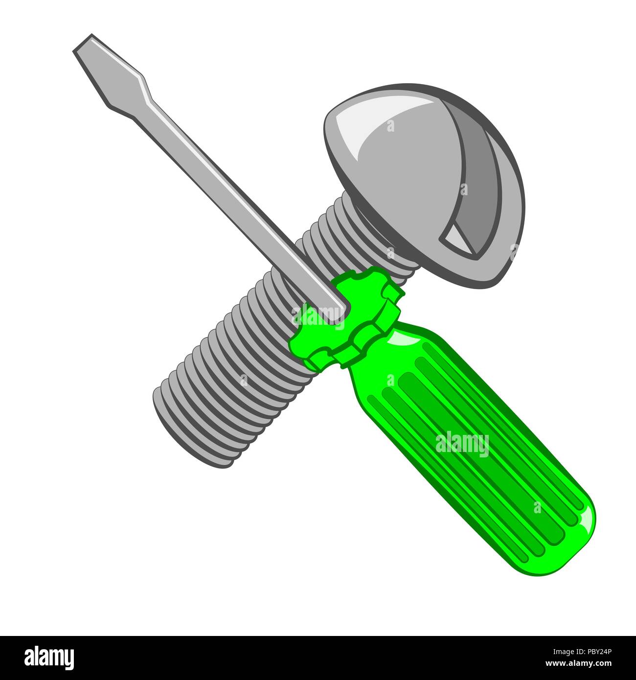 Screwdriver and screw. Cartoon style Stock Vector Image & Art - Alamy
