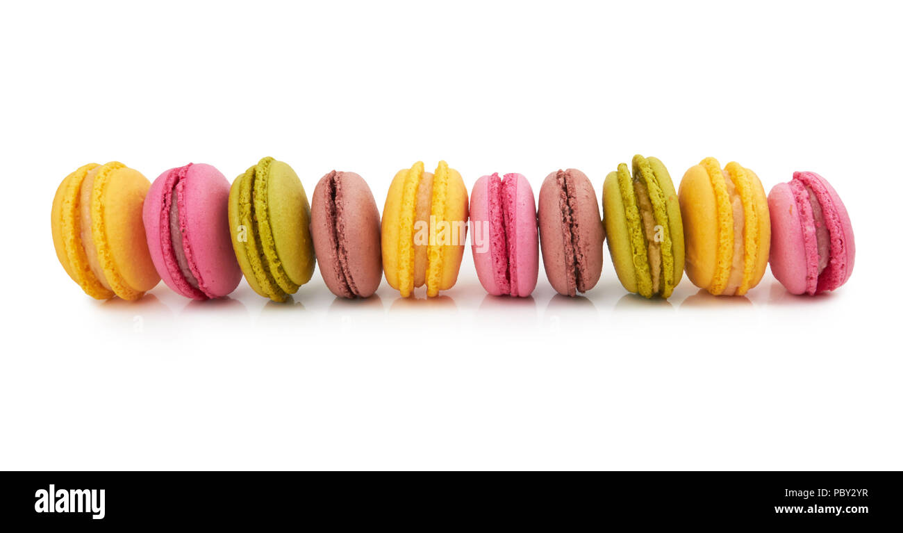 french colorful macarons isolated on white background Stock Photo - Alamy