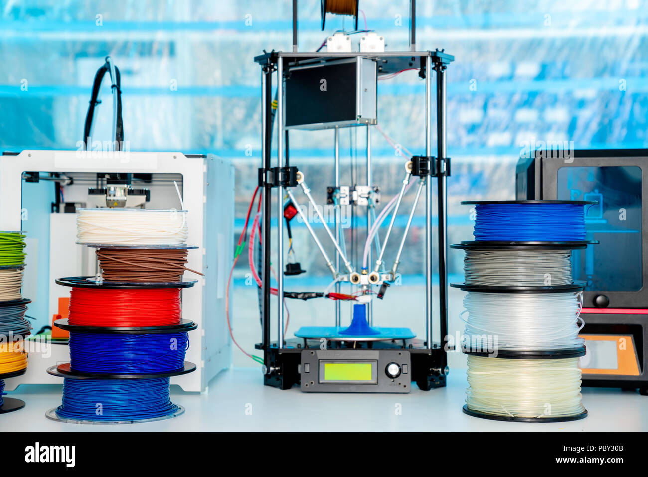 color plastic PLA and ABS filament for printing on a 3D printer Stock ...