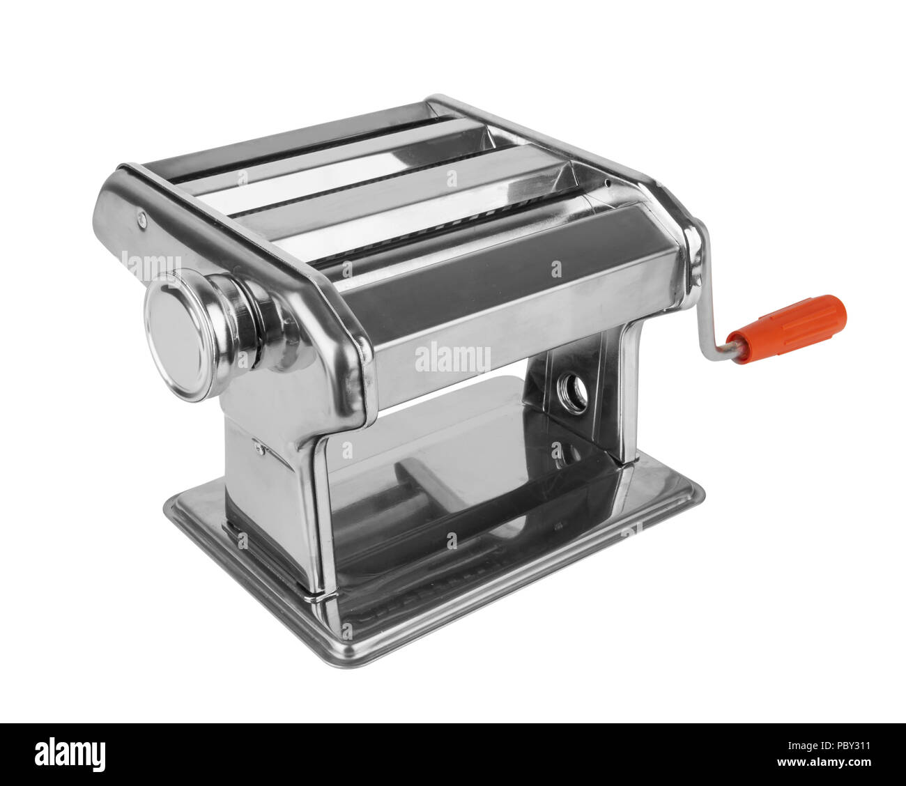 Metal pasta machine isolated on white background Stock Photo - Alamy