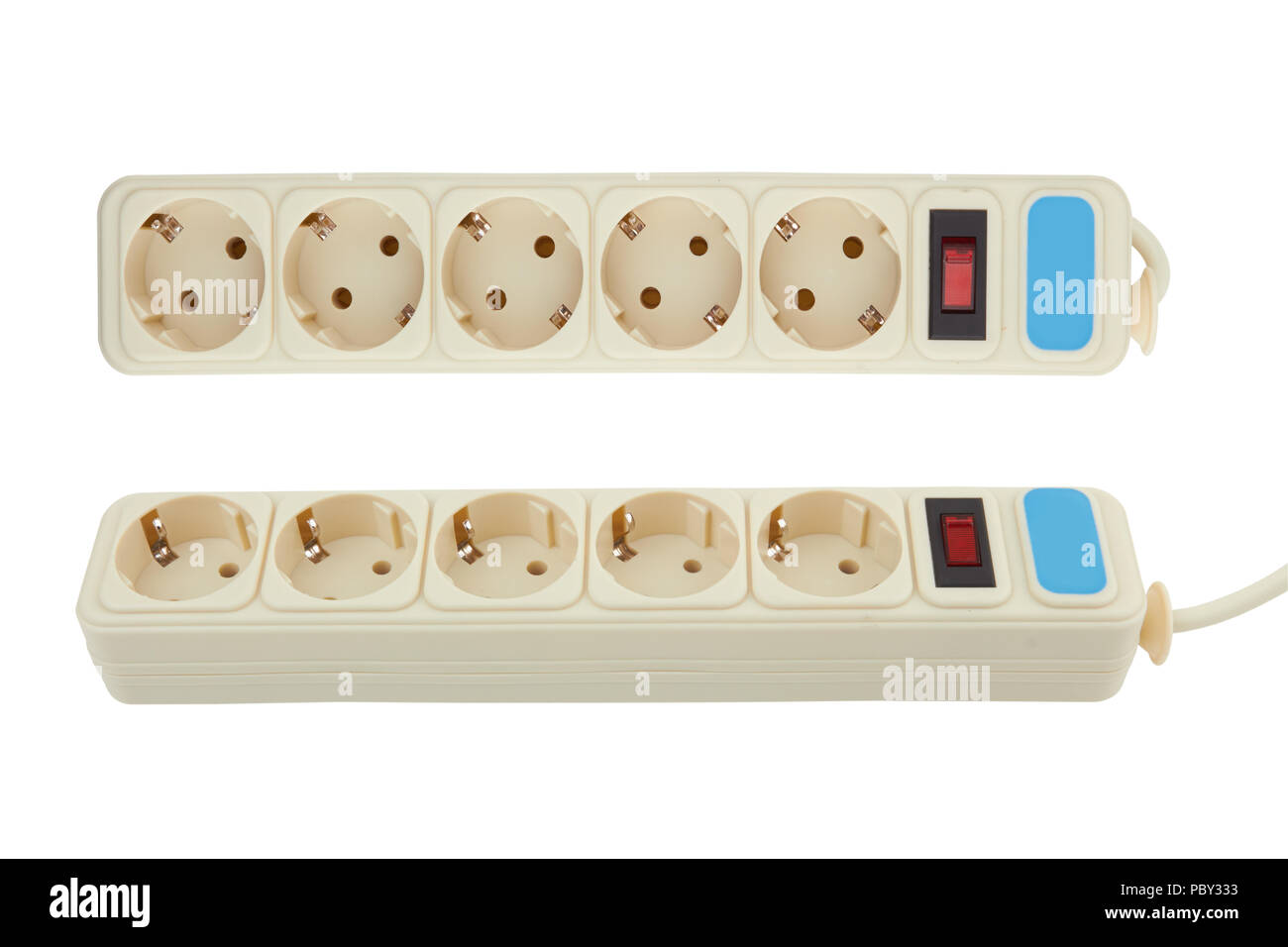 extension power strip isolated on a white Stock Photo - Alamy