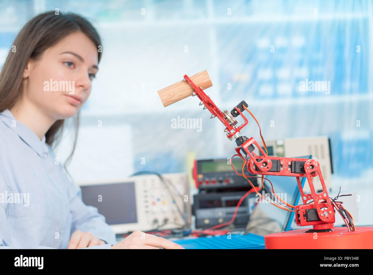 Student girl in robotics class Stock Photo - Alamy