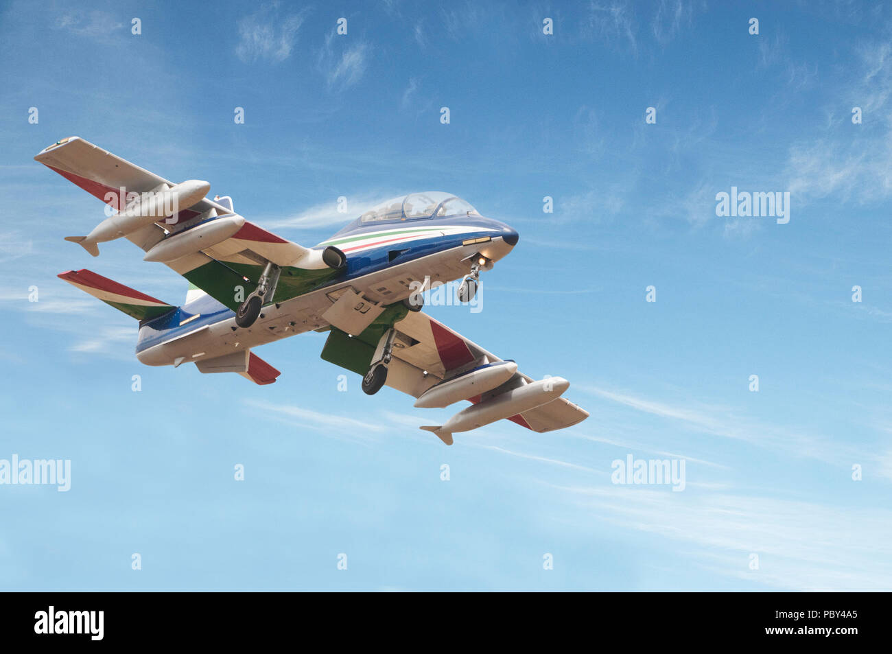 A jet of the Italian national aerobatic team, known as Frecce Tricolore ...