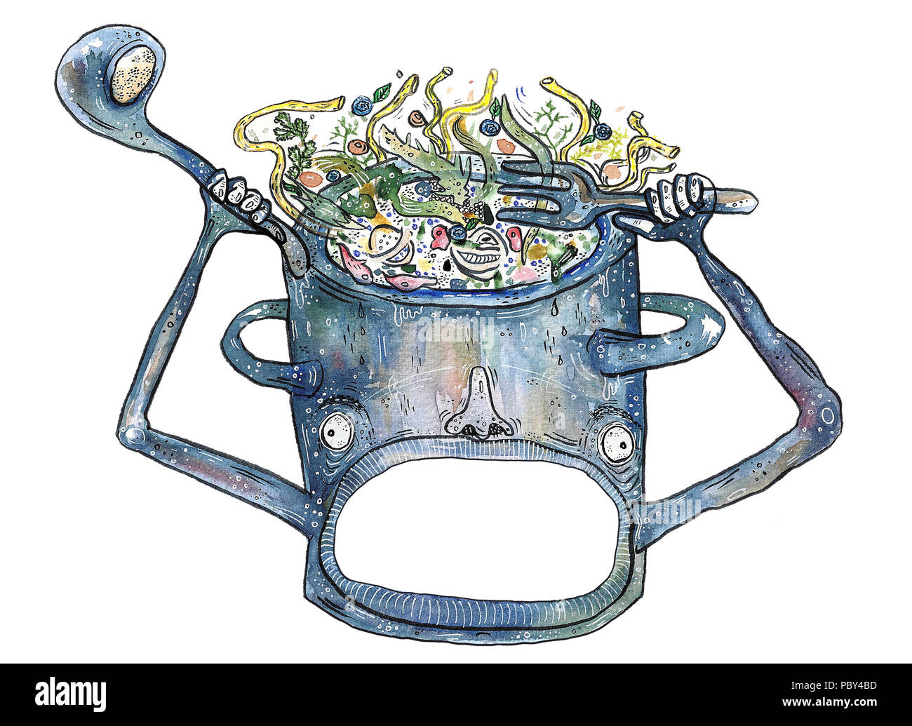 crazy pan on white background Stock Photo - Alamy