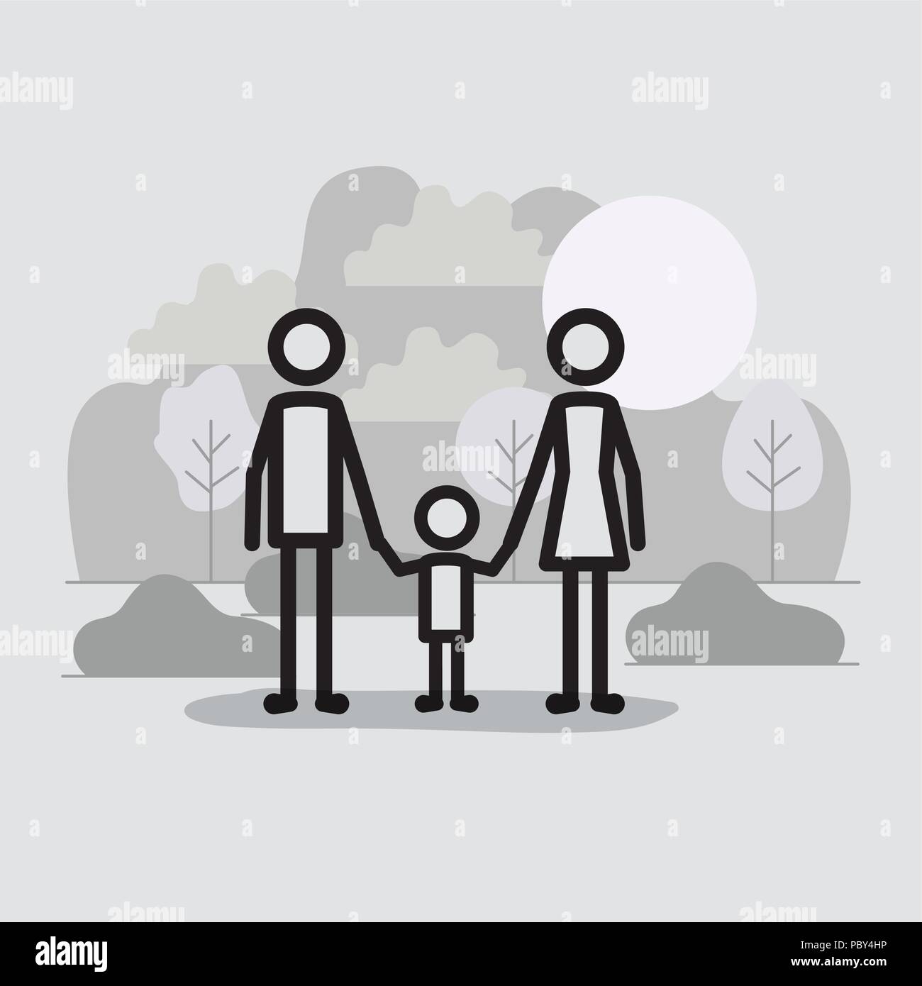 family members linear figures in the landscape Stock Vector Image & Art ...