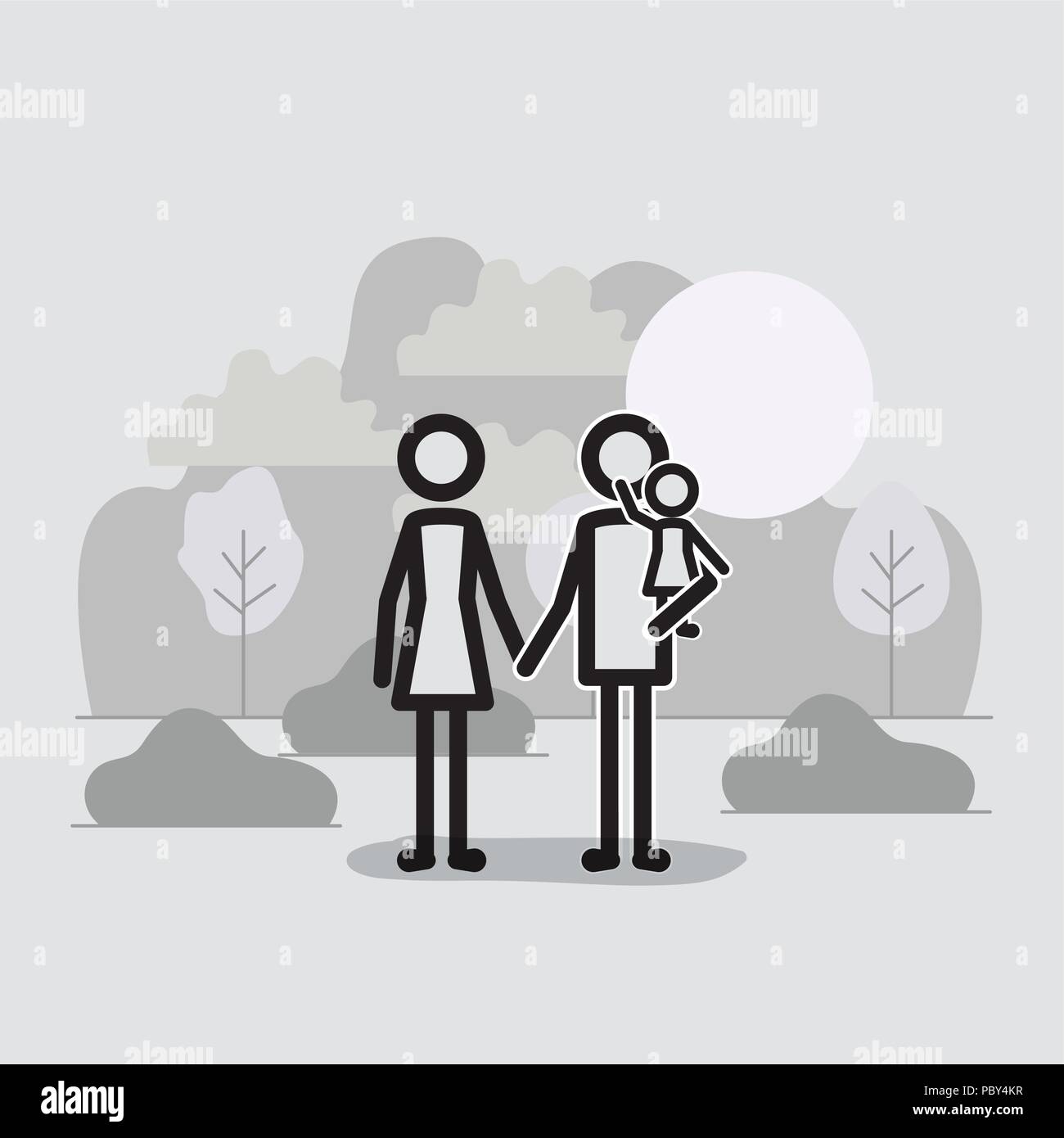 family members linear figures in the landscape Stock Vector Image & Art ...