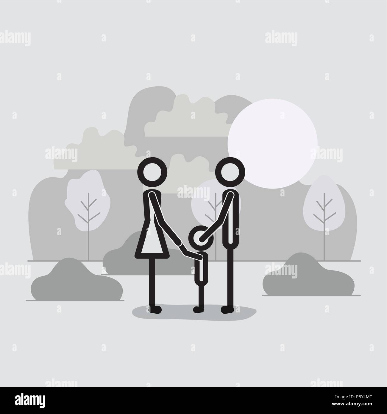 family members linear figures in the landscape Stock Vector Image & Art ...