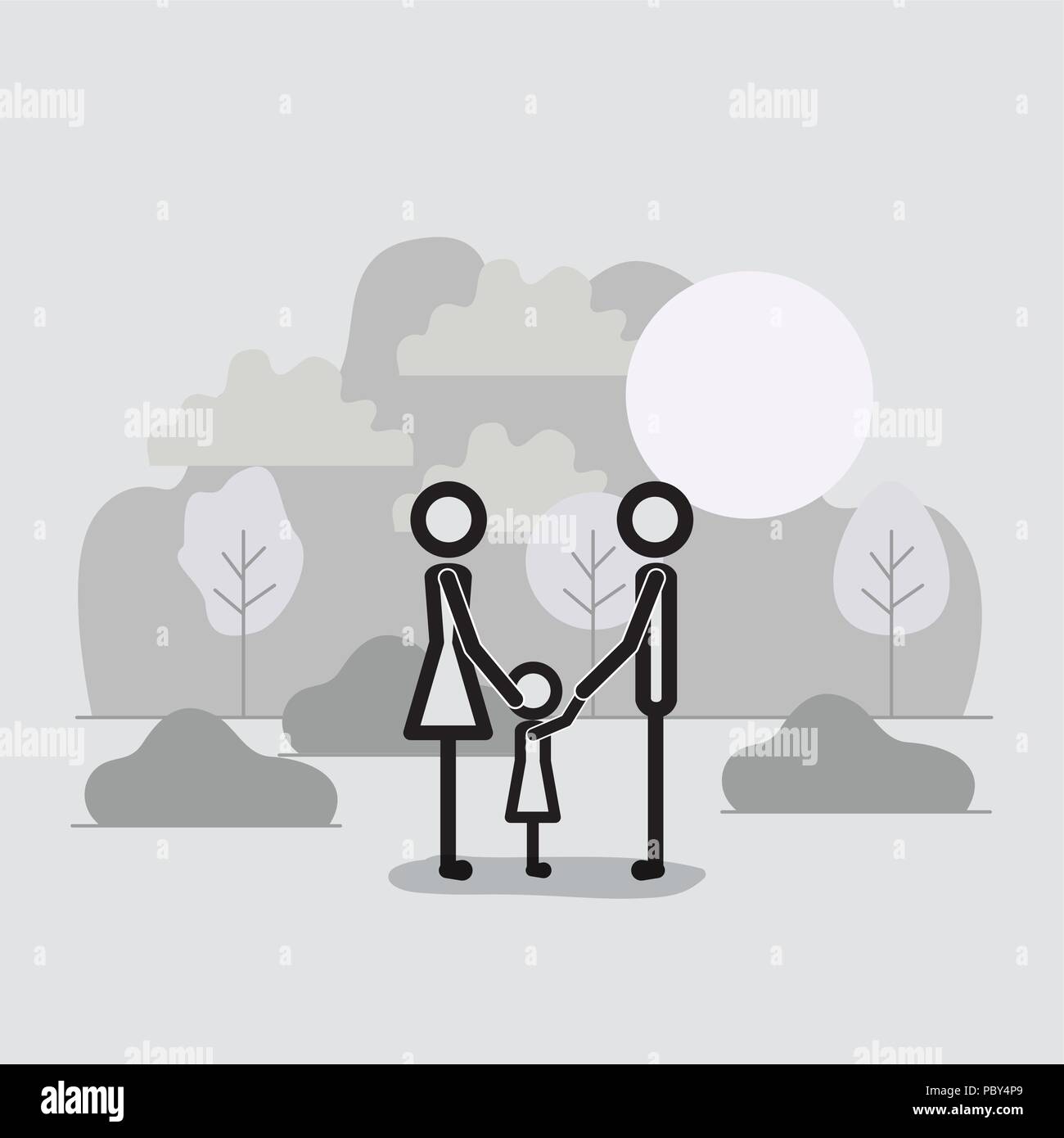 family members linear figures in the landscape Stock Vector Image & Art ...