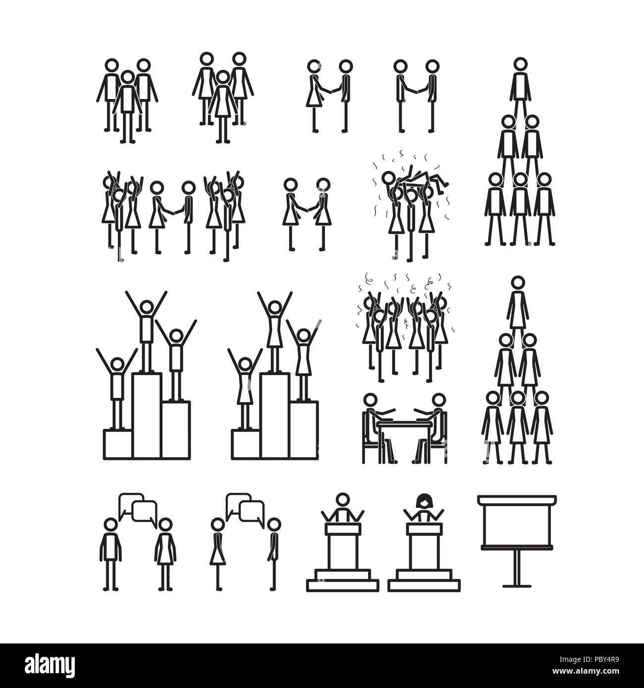 teamwork people linear figures Stock Vector Image & Art - Alamy