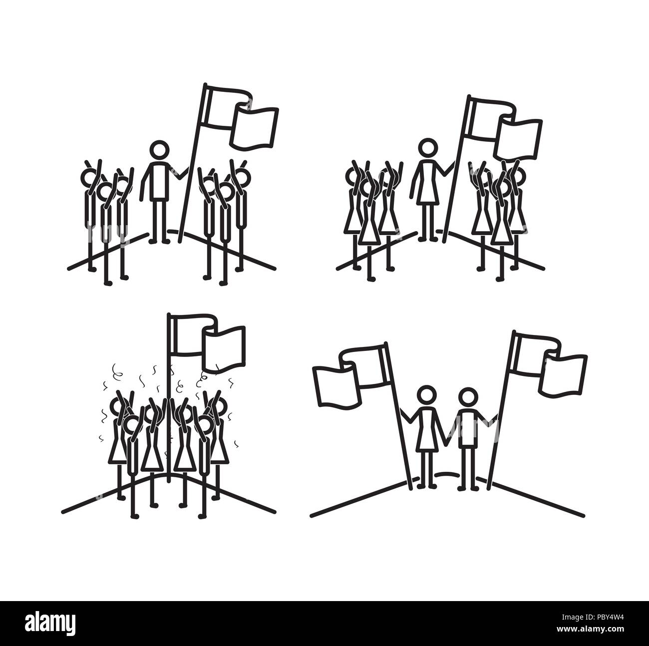 teamwork people linear figures Stock Vector Image & Art - Alamy