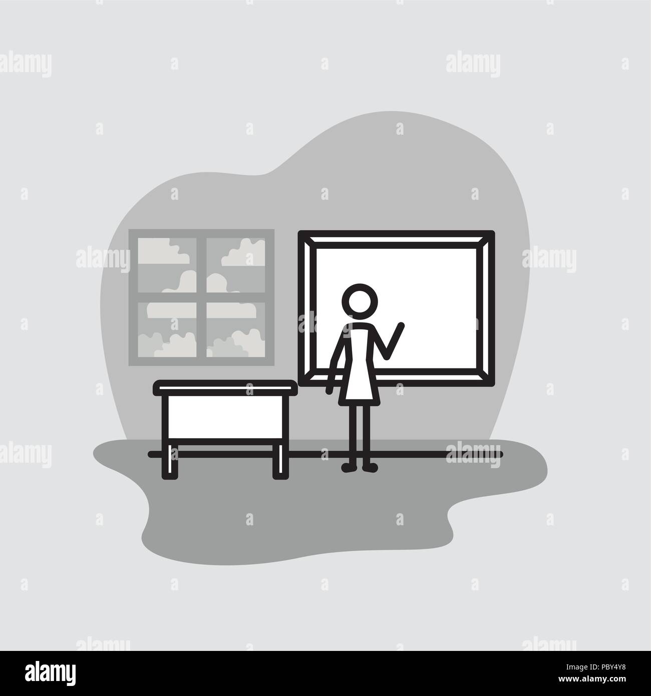 teacher woman in the classroom linear figure Stock Vector Image & Art ...