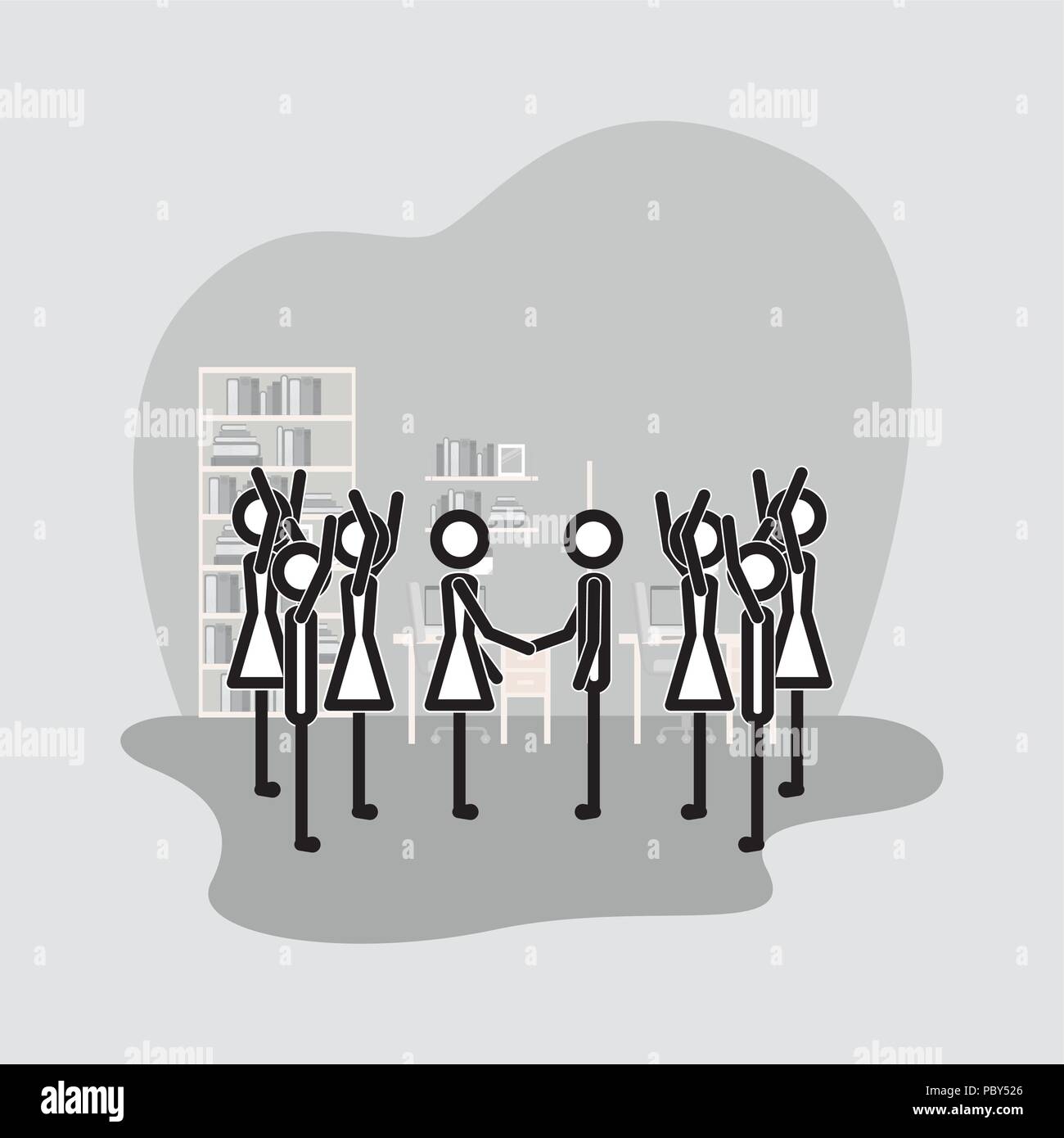 group of people in the office linear figures Stock Vector Image & Art ...