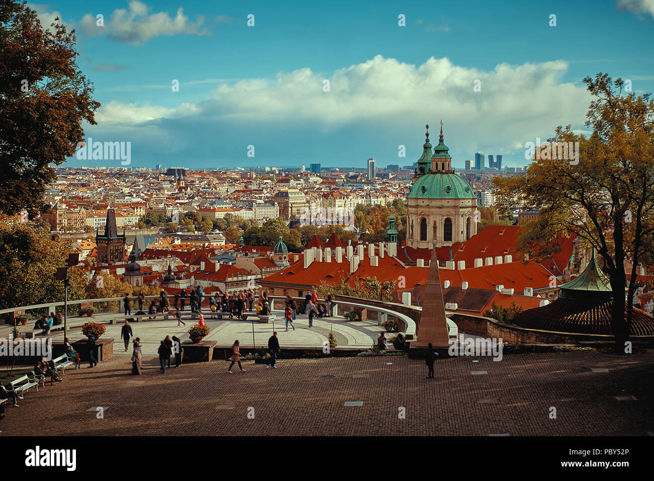 Aerial view of Prague from Prague Castle. Prague, Czech Republic ...