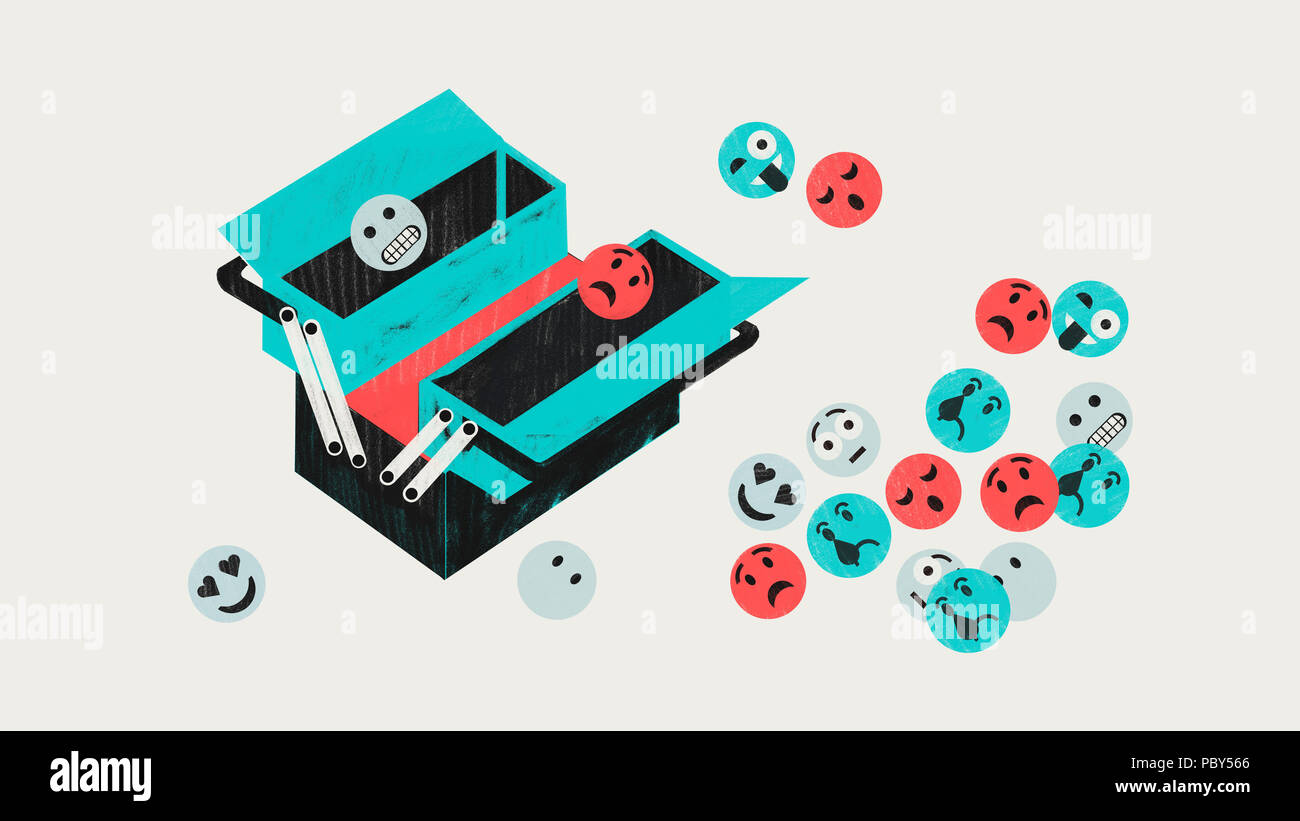 Emotional intelligence concept. IN. Emotional toolbox. Colorful ...