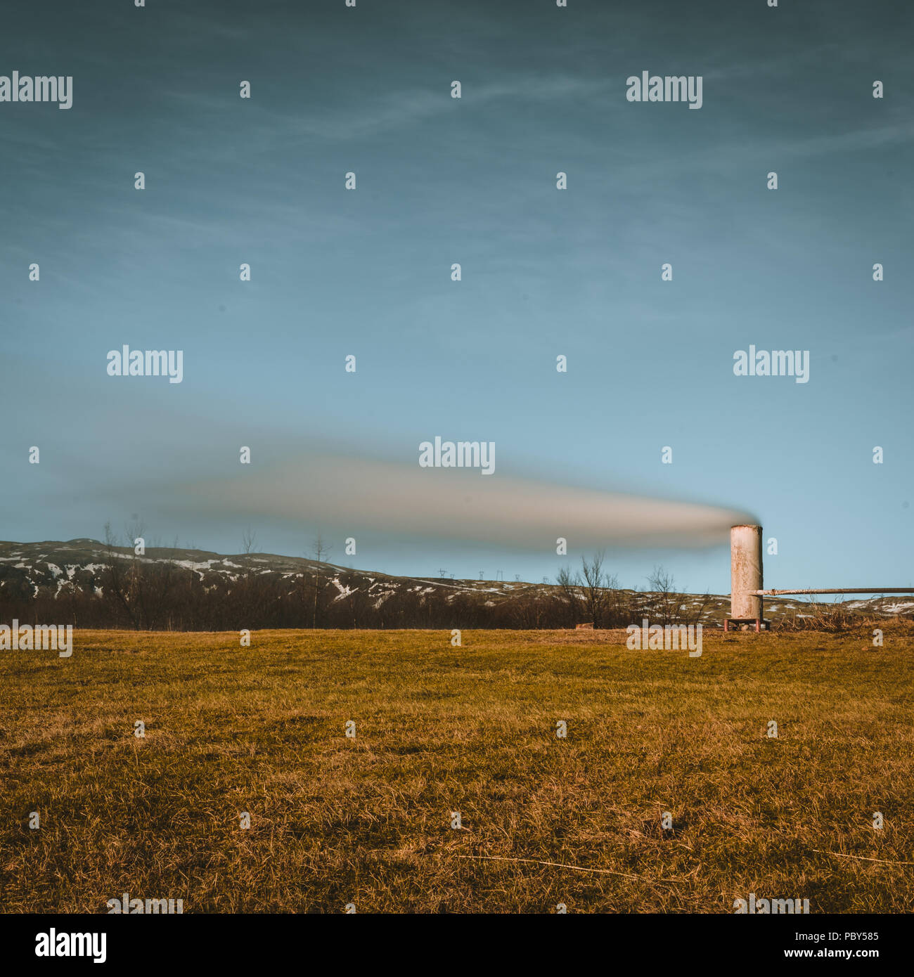 Boiling water and mud in the geothermal area Reykjadalur valley in ...
