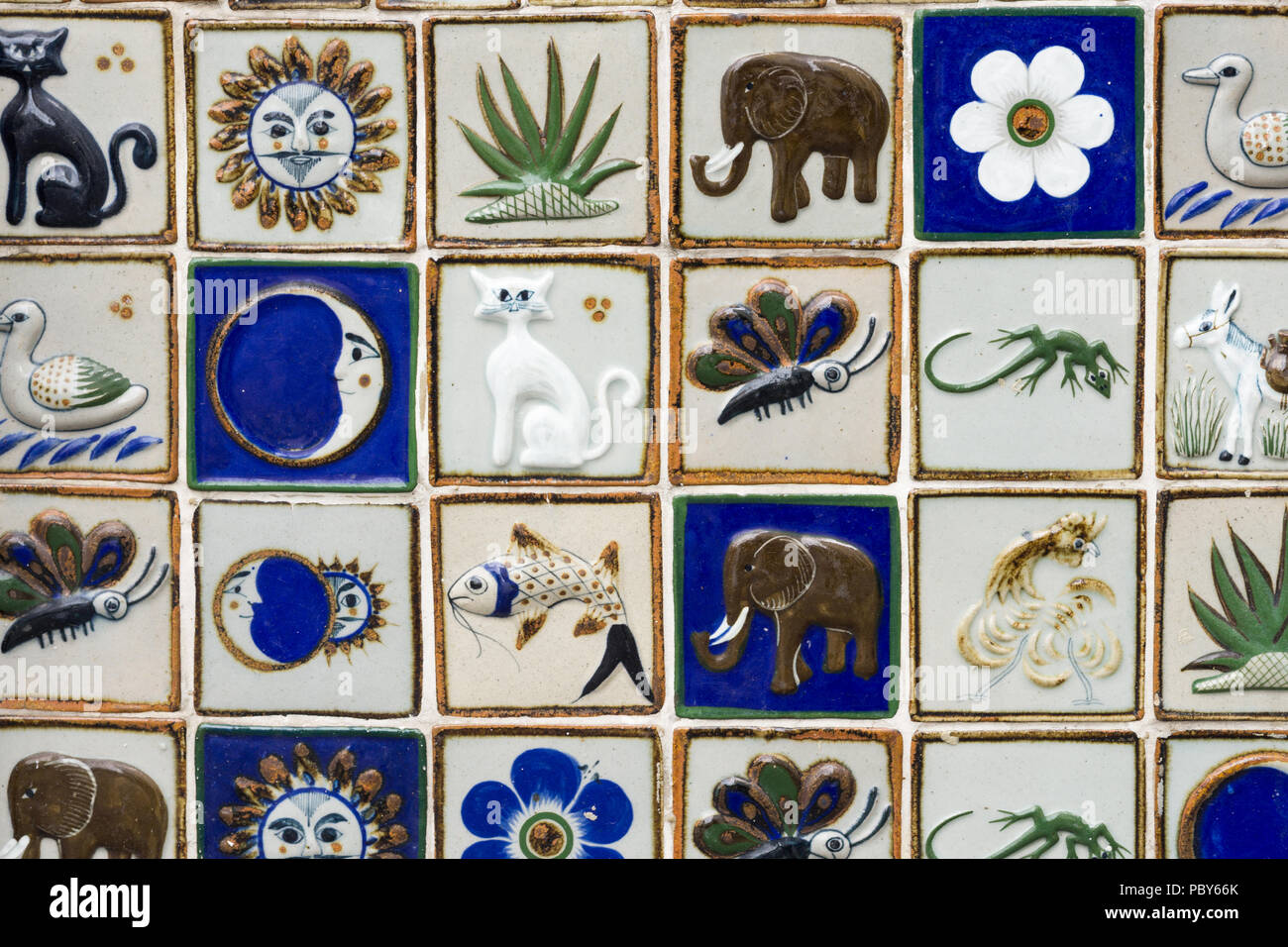 Enamel tiles with printed animals Stock Photo - Alamy
