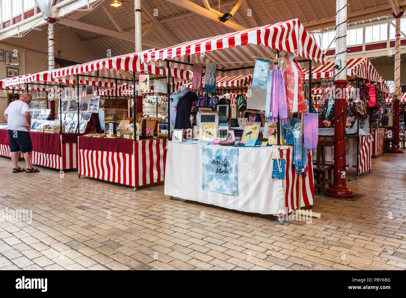 The indoor pannier market in the historic town of Bideford, Devon, UK ...
