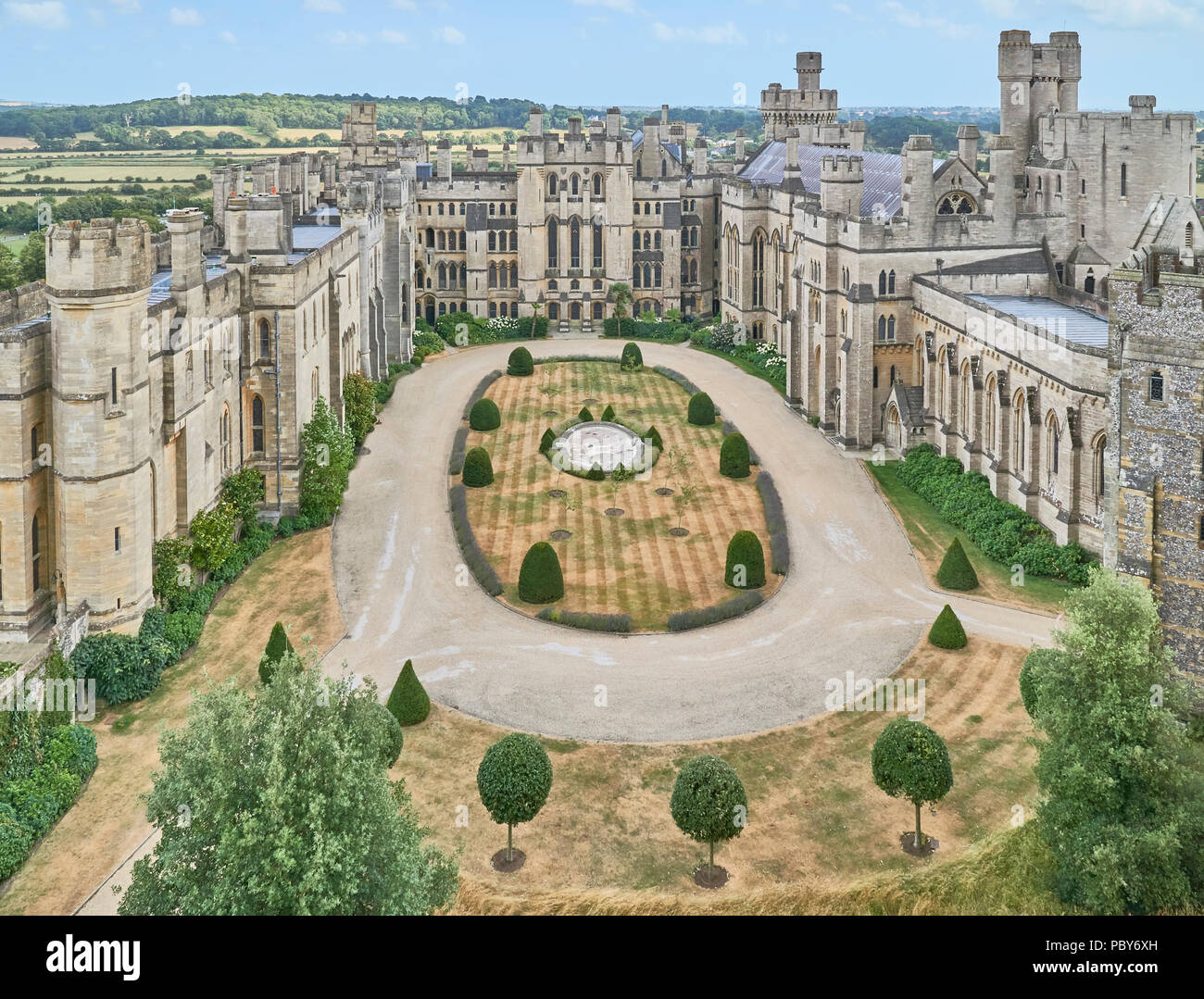 Aerial view of the courtyard of Arundel Castle, Sussex Stock Photo - Alamy
