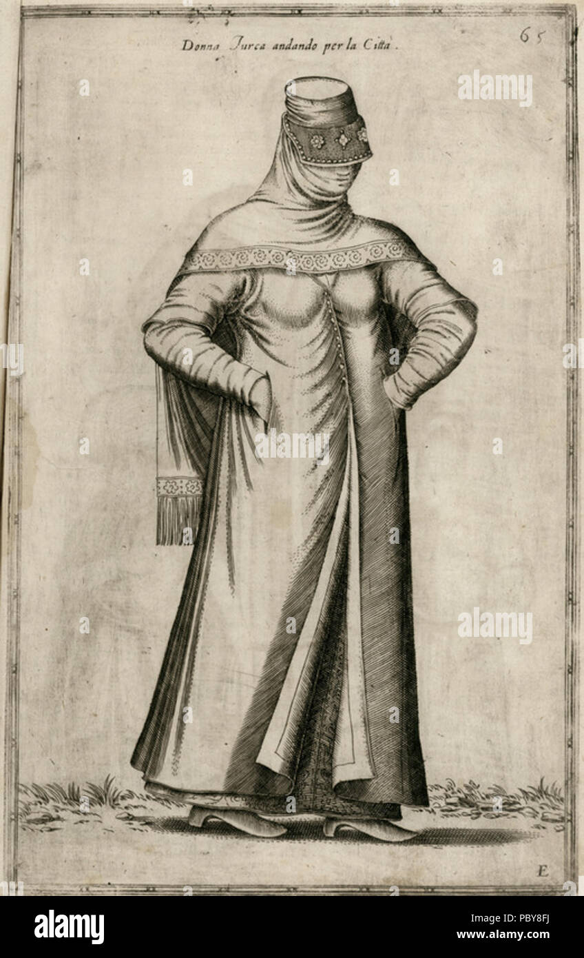 168 Donna Turca andando per la Citta - Nicolay Nicolas De - 1580 Stock ...