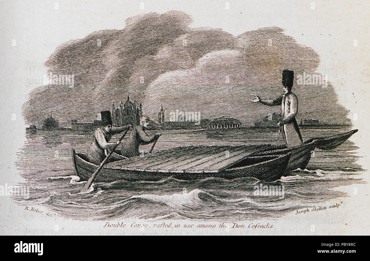 169 Double Canoe, rafted, in use among the Don Cossacks - Clarke Edward ...