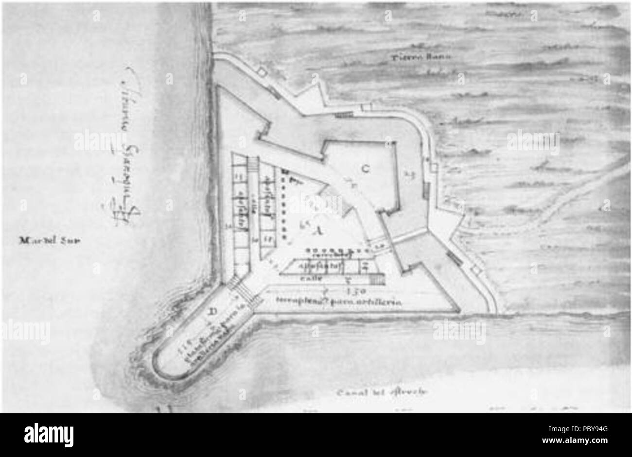 170 Drawing for a Fort at the Mouth of the Strait of Magellan by ...