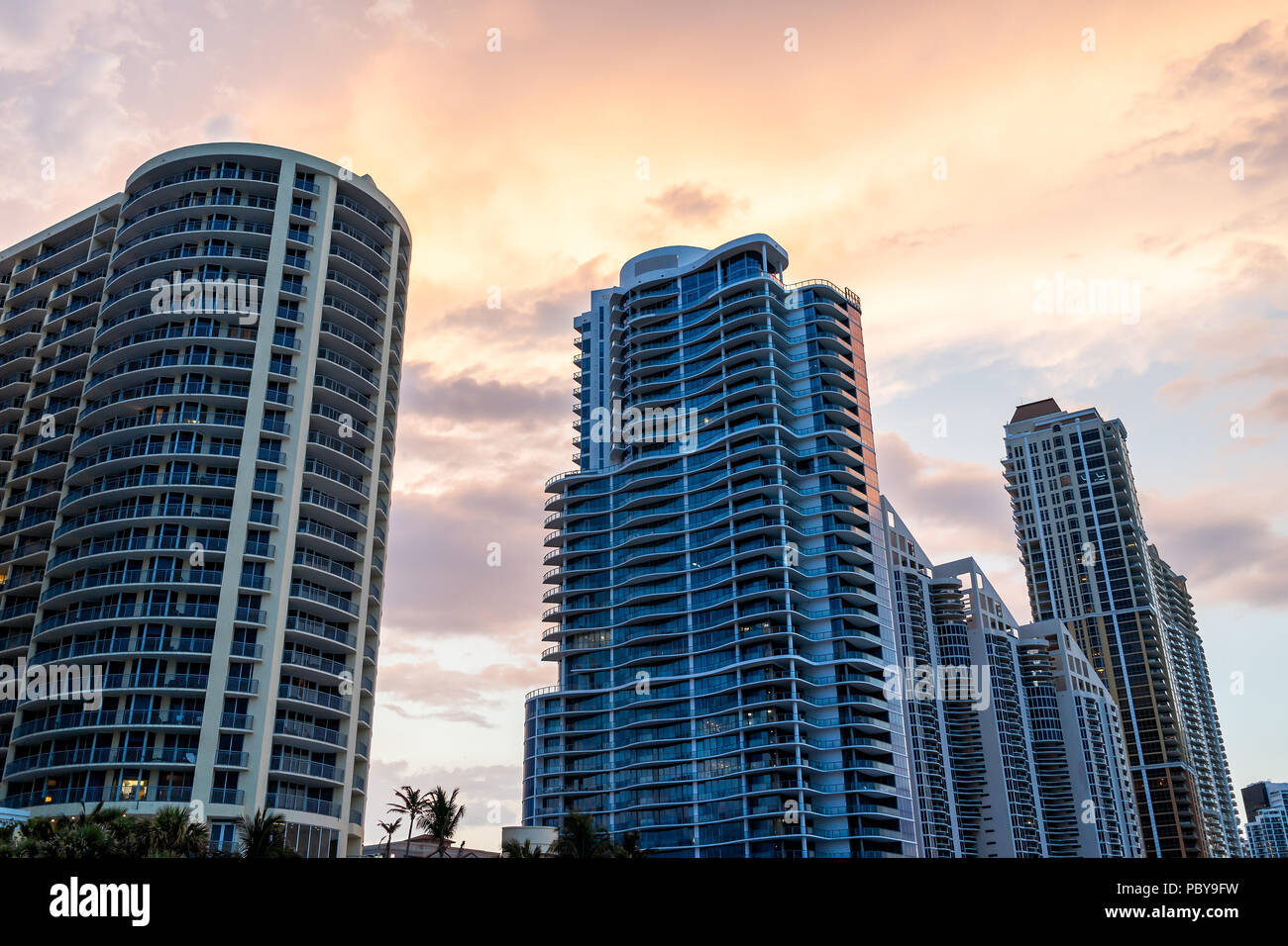 Sunny Isles Beach, USA cityscape skyline of apartment condo hotel ...