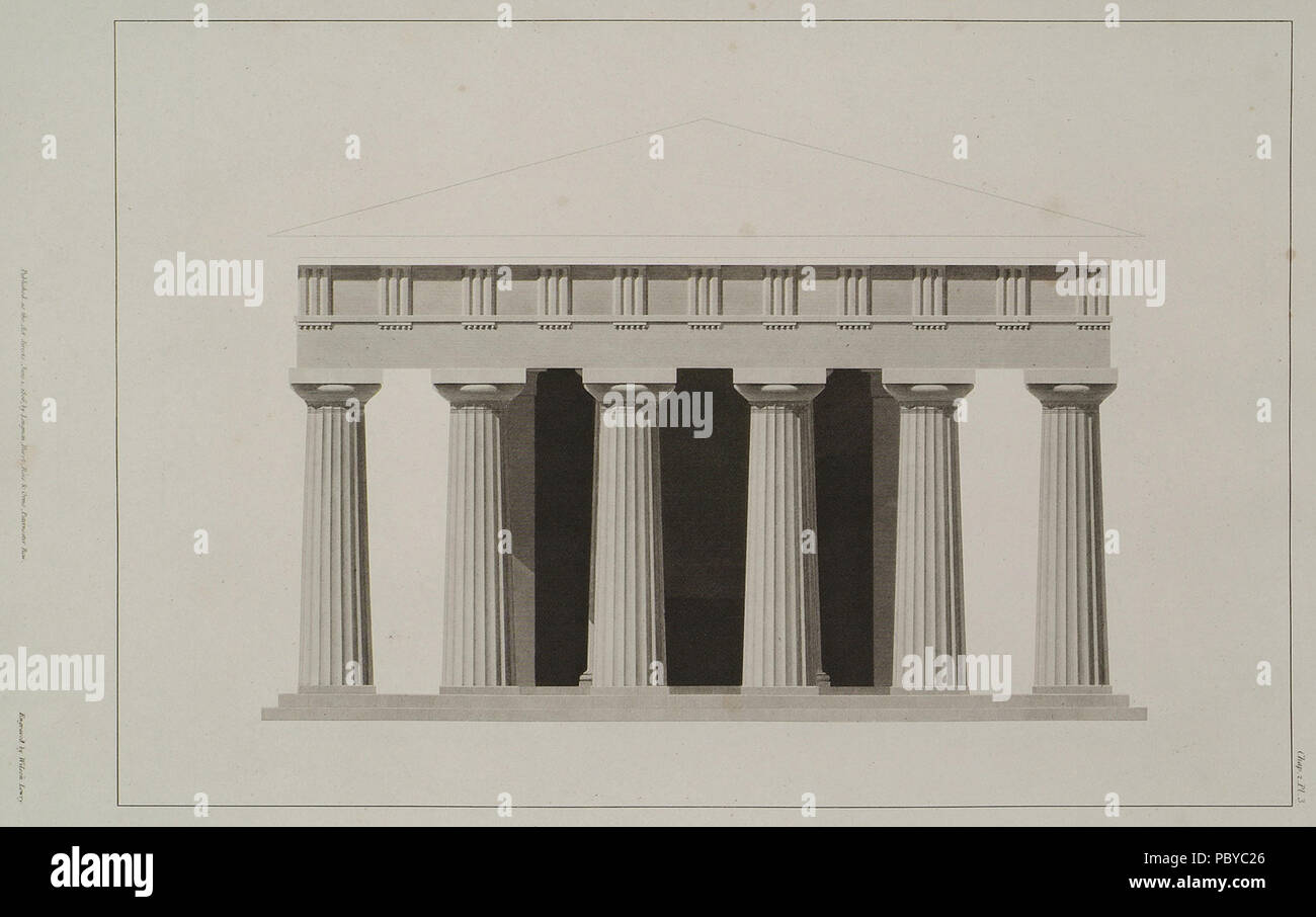 183 Elevation of the front of the Temple - Wilkins William - 1807 Stock ...