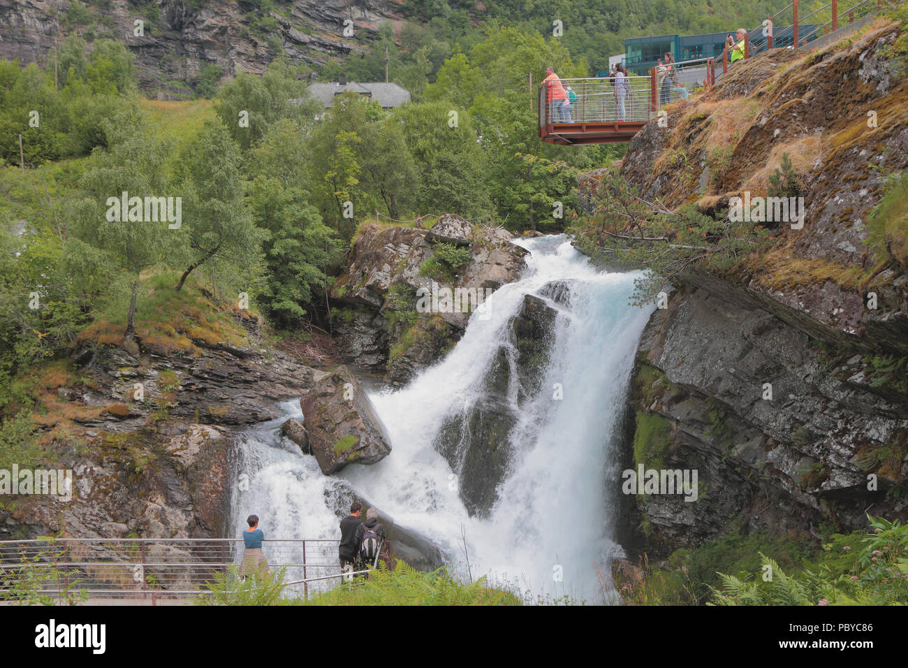 Falls and observation decks. Geiranger, Norway Stock Photo - Alamy