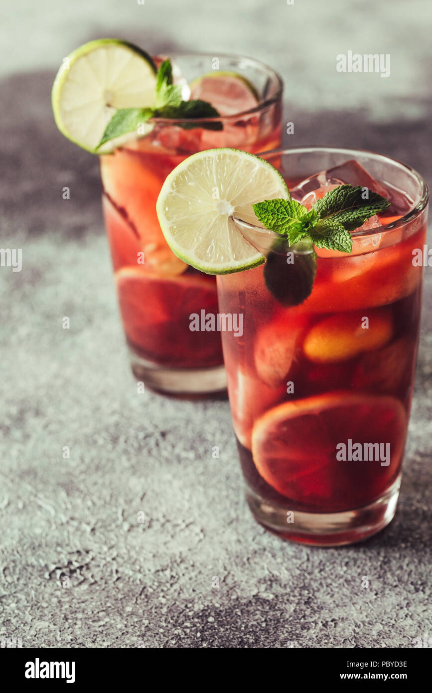 Two glasses with Spanish fruit Sangria Stock Photo - Alamy