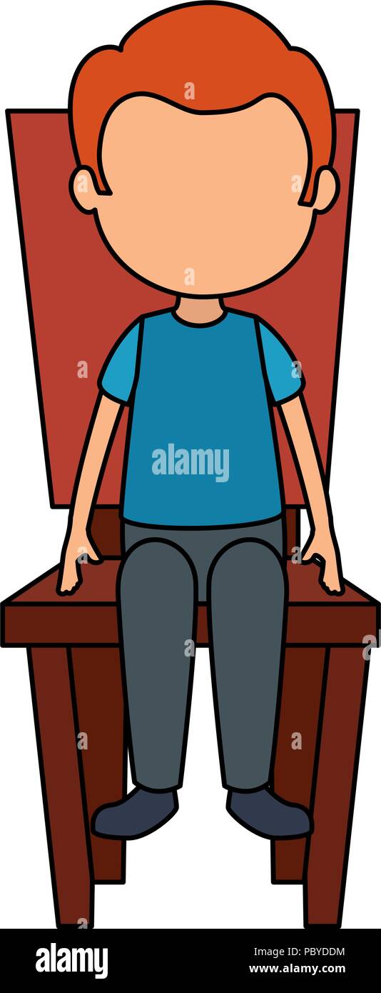 cute and little boy in the chair character Stock Vector Image & Art - Alamy