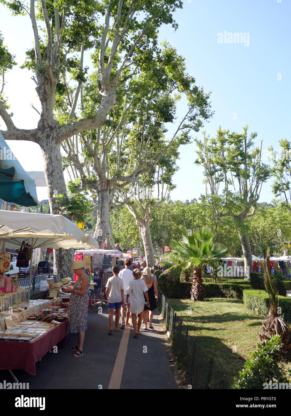 Colourful busy market at Saint Chinian french market Stock Photo - Alamy