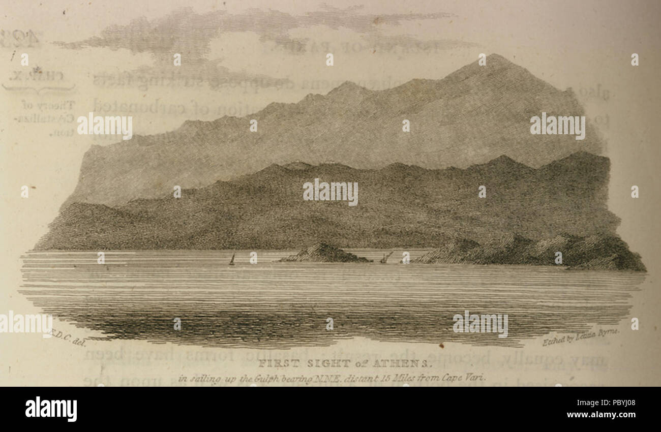 210 First sight of Athens, in sailing up the Gulph bearing NNE, distant ...