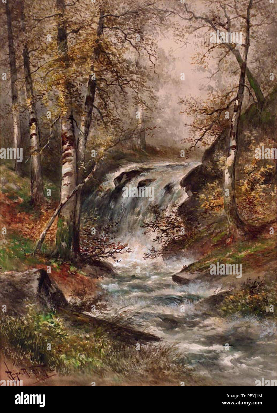 210 Fisher Hugo Anton Landscape Waterfall NF Stock Photo - Alamy